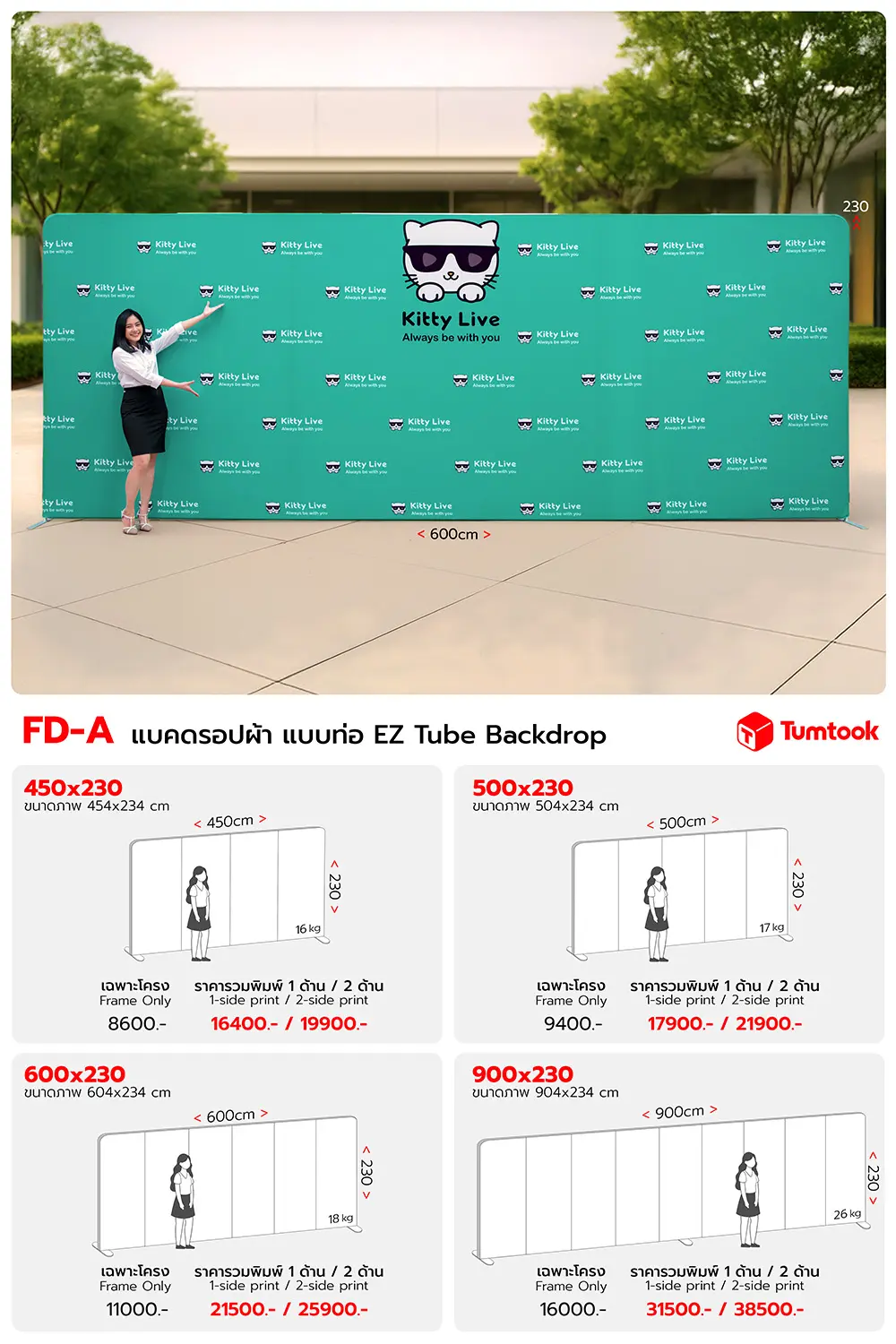 ป้าย Premium Backdrop ผ้า ราคาดี 7500 บาท ส่ง 1-3 วัน - Tumtook.com